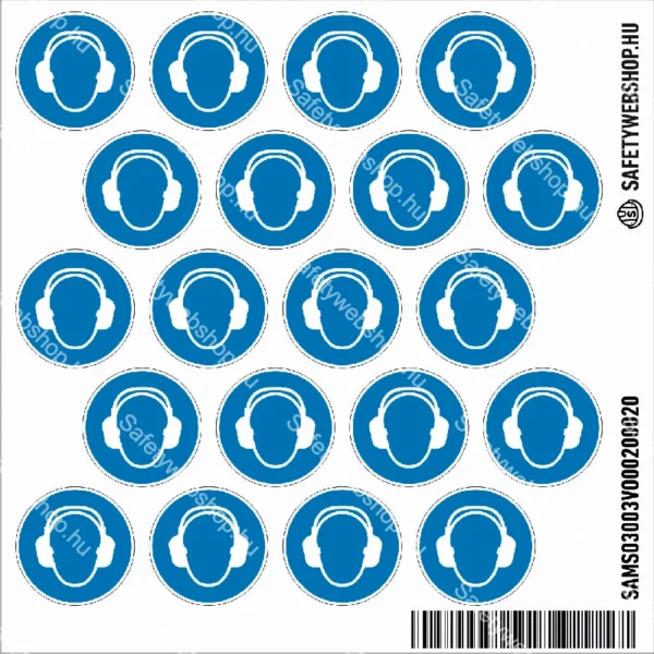 Hallásvédő használata kötelező! matrica (ISO 7010-M003 piktogram ...